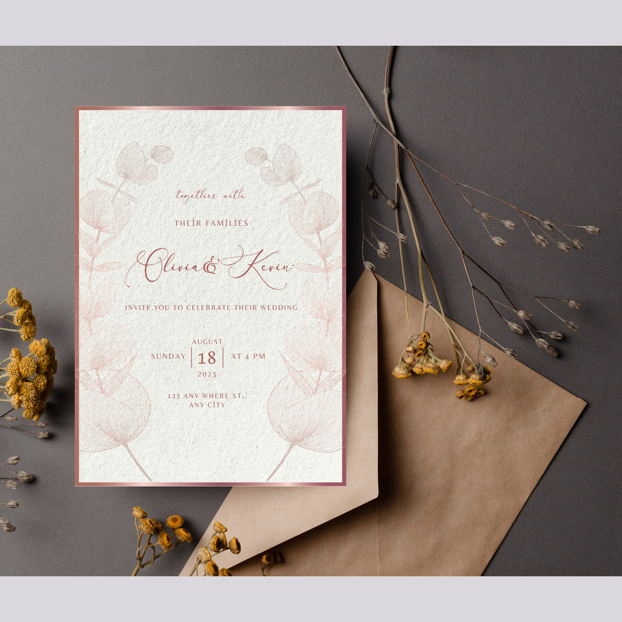 Rose Gold Wedding Invitation Wedding Invitation Rose Gold - Etsy