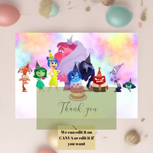 Inside Out 2 Birthday Invitation, Inside Out Thank You Tags & Inside ...