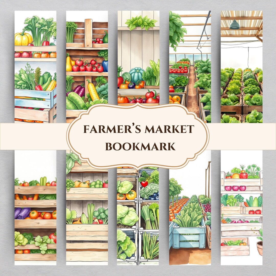Farmers Market Bookmarks Printable, Book Lovers Designs, Digital Baby ...