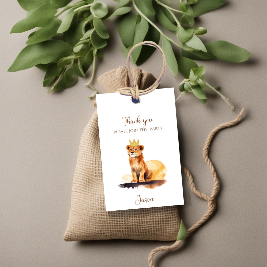Lion King Thank You Tag, Birthday Lion King Editable Thank You Tag, A ...