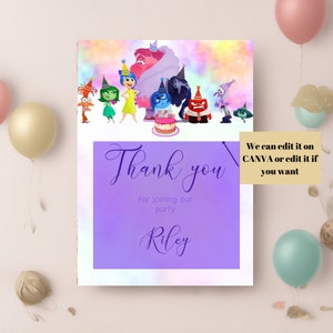 Inside Out 2 Birthday Invitation, Inside Out Thank You Tags & Inside ...