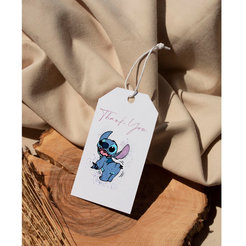 Stitch Birthday Thank You Tag Template Personalized Digital - Etsy