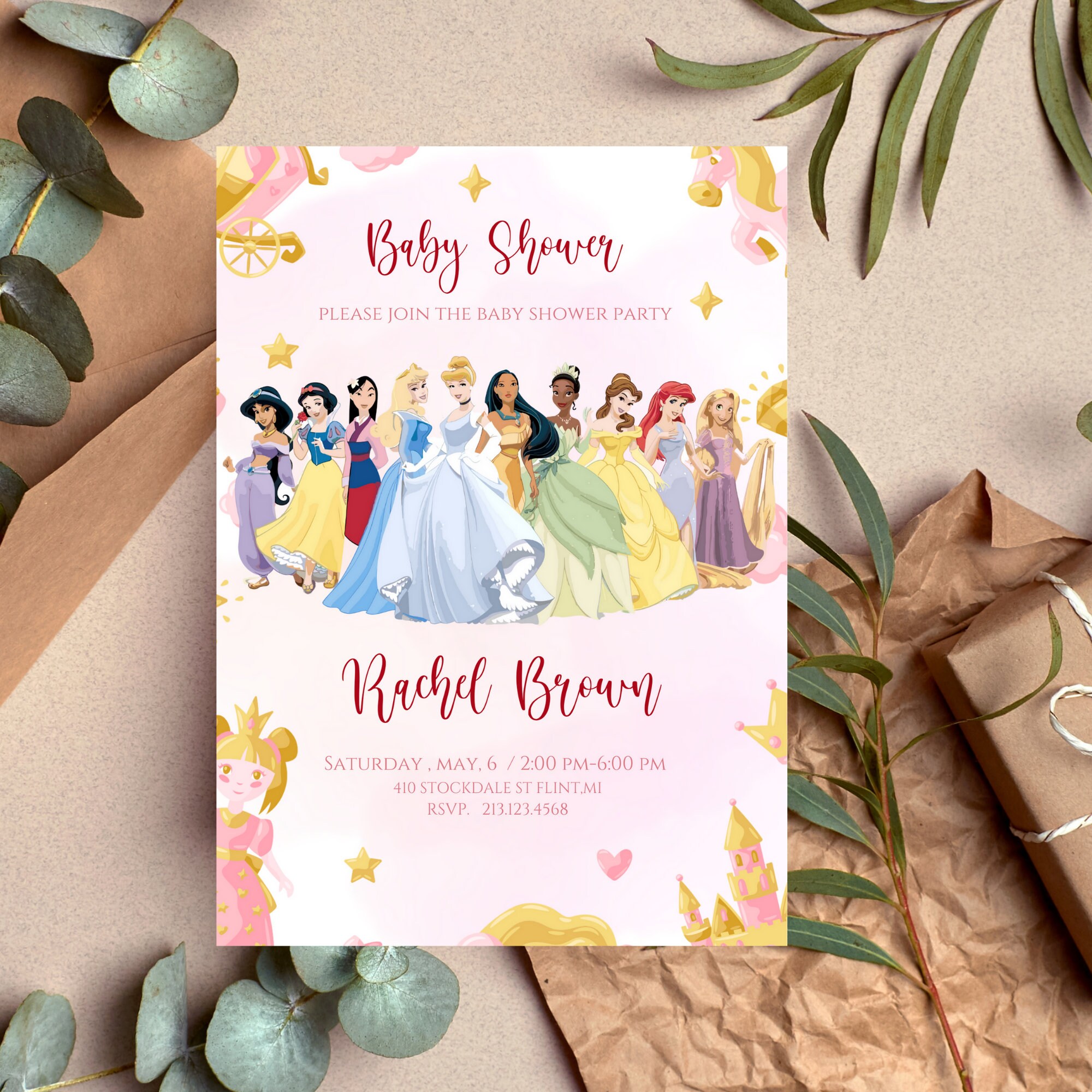 Princess Baby Shower Invitation, Princesses Baby Shower Party ...