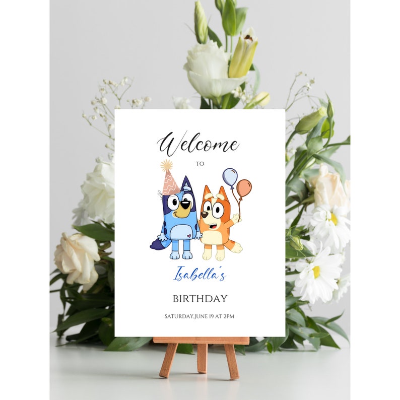 Bluey Welcome Sign Bluey Invite Bluey and Bingo Party - Etsy México