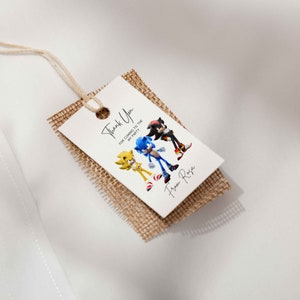 Sonic Thank You Tag Template, Editable Thank You Tag, Birthday Tag ...