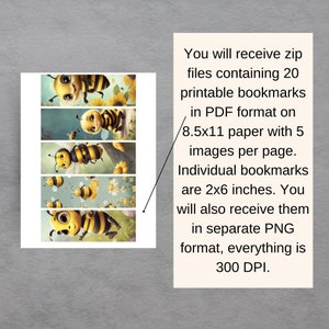 Bees Bookmark Printable, Digital Bee Bookmark, Book Lovers Designs ...