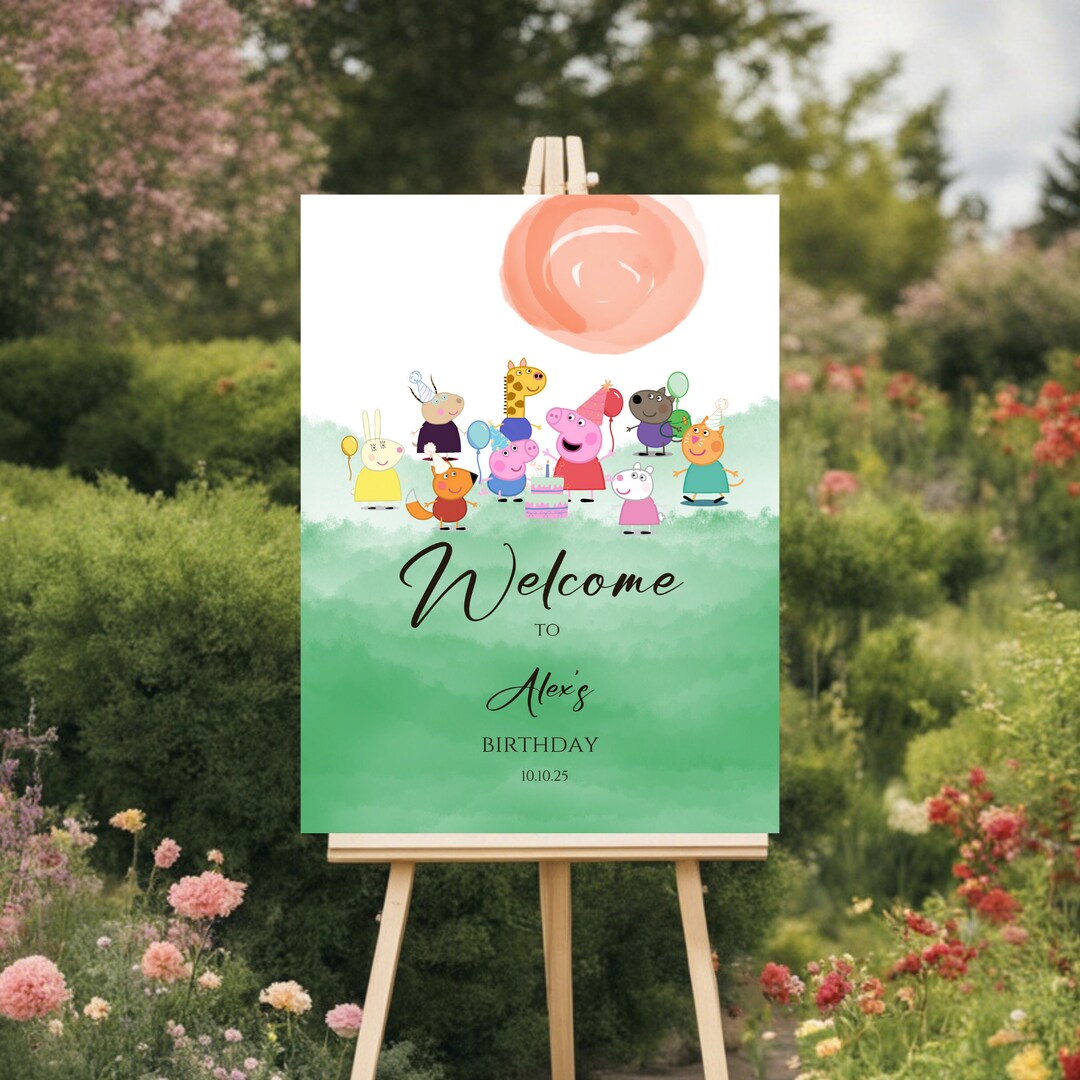 Peppa Pig Welcome Sign, Instant Download, Peppa Pig Birthday Party ...