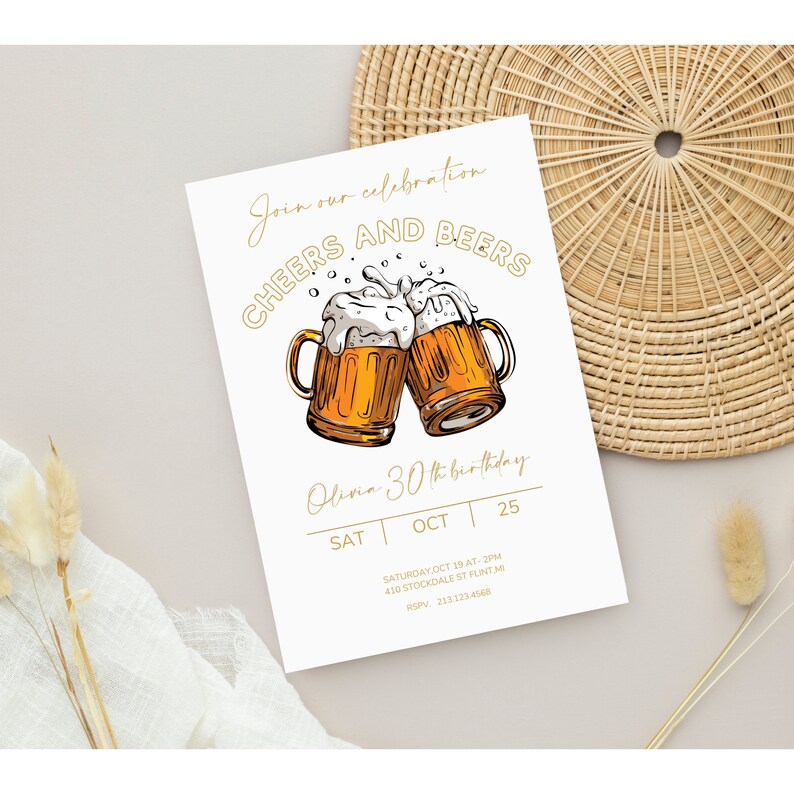 EDITABLE, Beer Surprise Birthday Party Invitation, 30th 40th 50th Adult ...