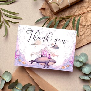 Shark Thank You Card, Shark Ocean Animals Birthday Thank You Card ...