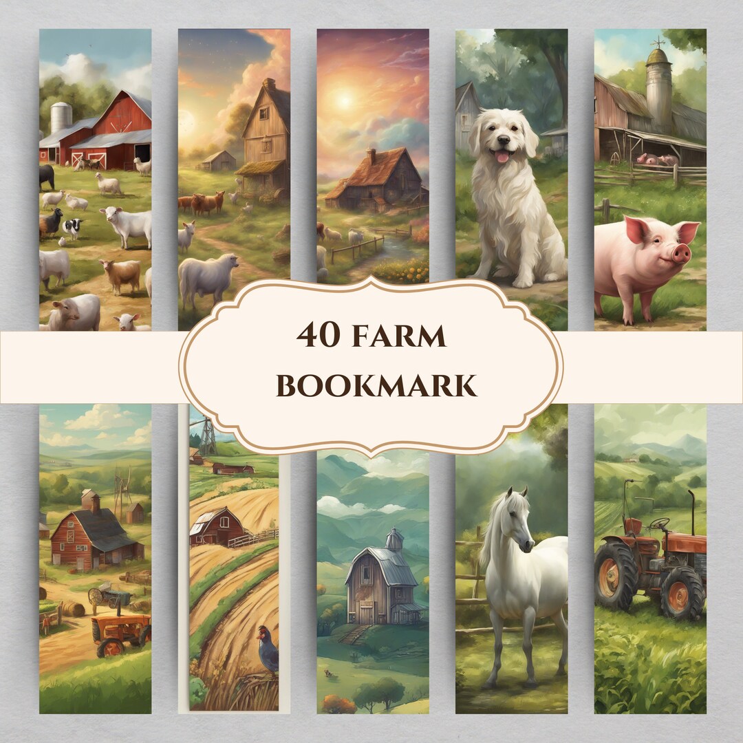 Farm Bookmark Printable, Farm Gift, Dog, Horse, Pig, Bookmark Gift, PDF ...