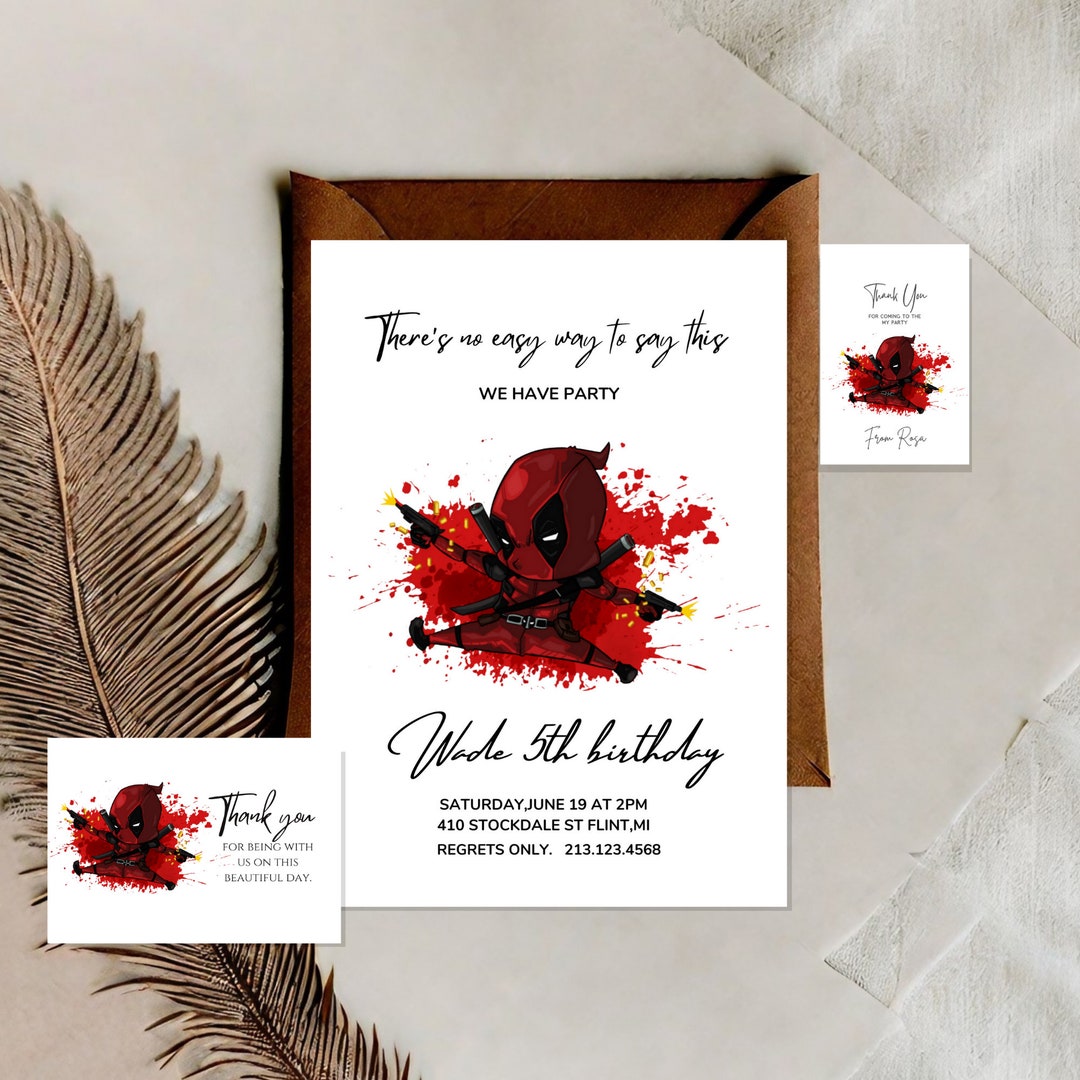 Invitación de cumpleaños de Deadpool, invitación de cumpleaños de ...