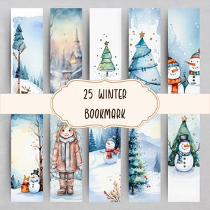 Digital Winter Bookmarks, Christmas Bookmark Printable, Book Lovers ...