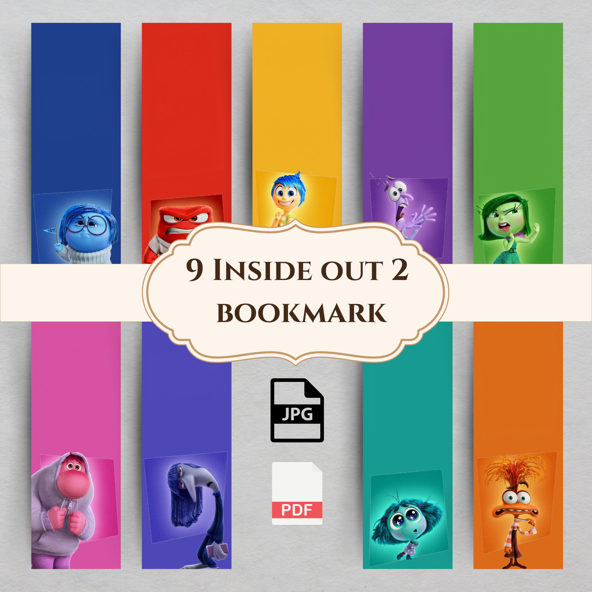 Inside Out 2 Bookmark Printable, Inside Out 2 Gift, Bookmark Gift, PDF ...