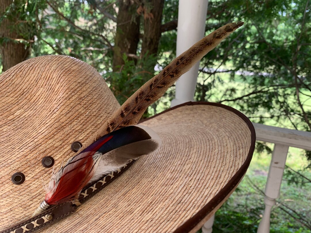 Hat Feather, Patriotic All American Cowboy Hat Feather, Hand Crafted ...