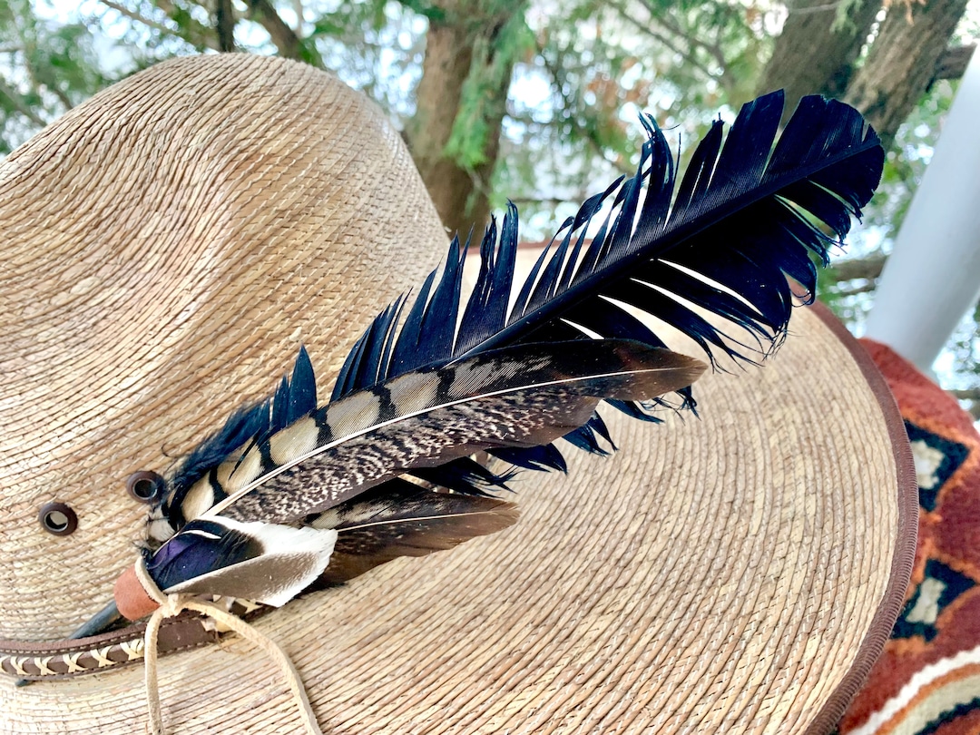 Rugged Bold Distressed Cowboy Hat Feather Western Hst - Etsy