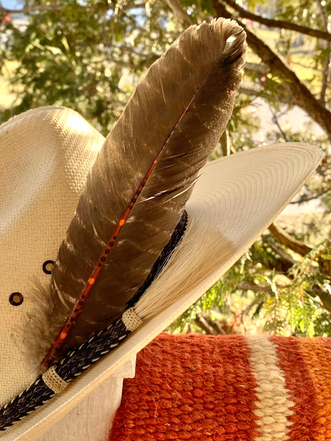 Tribal Feel Cowboy Hat Feather, Western Feather, Hand Crafted Hat ...