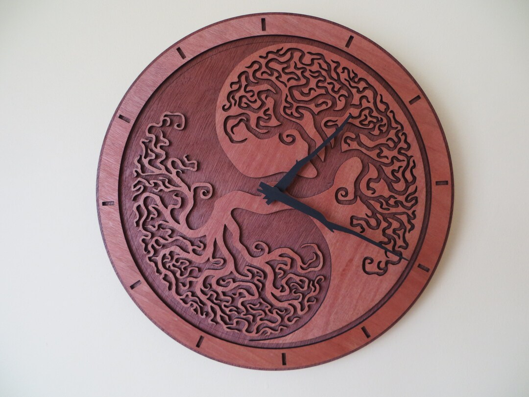 3D Tree of Life Ying Yang Clock - Etsy