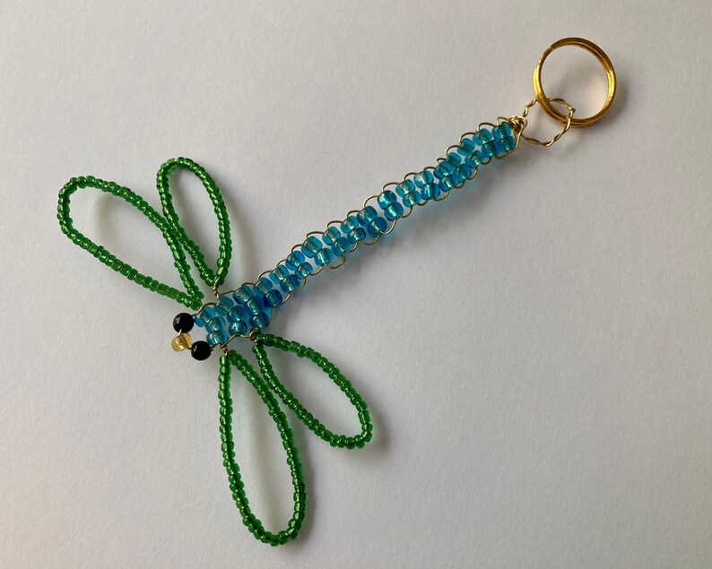 Bead Wire Dragonfly Christmas Tree Ornament Keychain or - Etsy