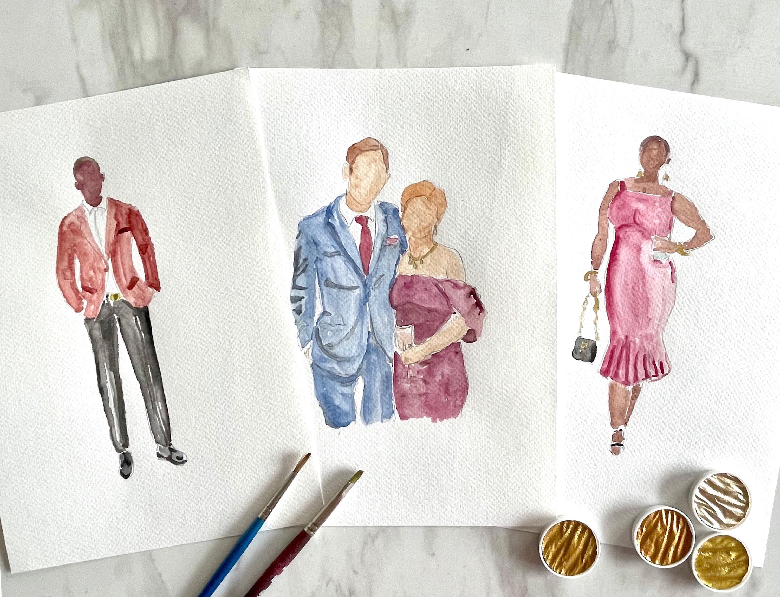 Live Watercolor Wedding Guest Illustrations - Etsy