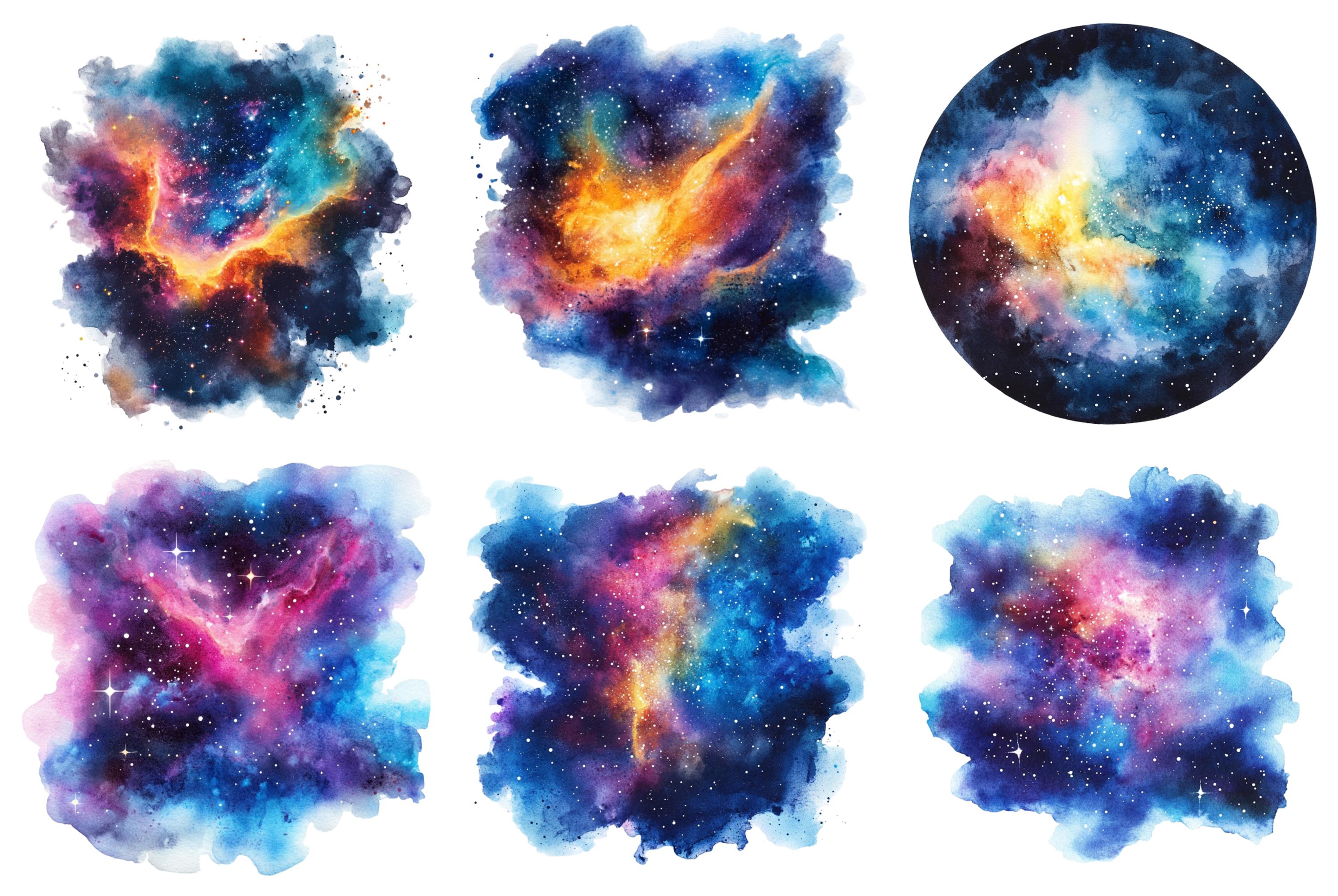 Watercolor Nebula Clipart, Png Bundle, Space Clip Art, Astronomy ...