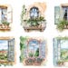 Watercolor French Style Window Clipart, Png Bundle, Clip Art ...