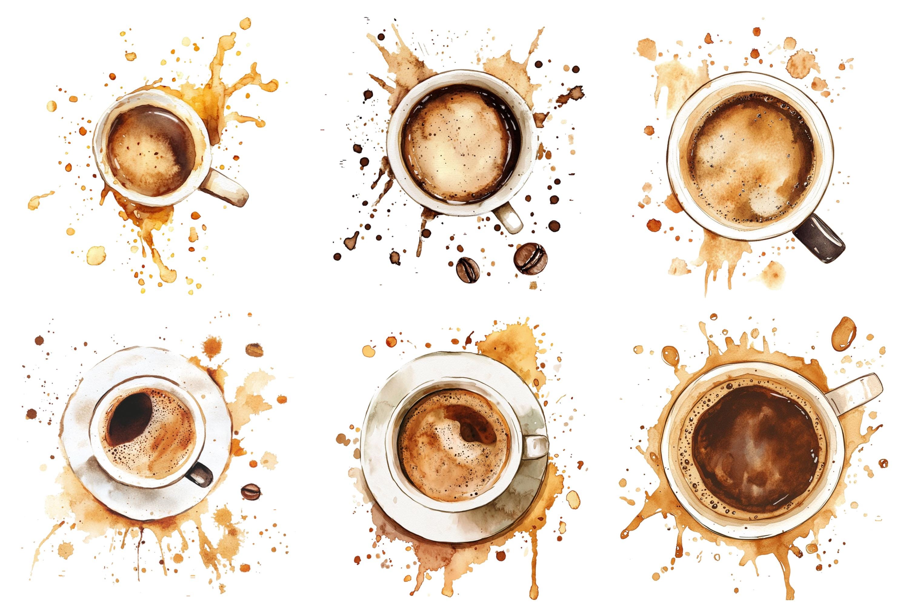 Watercolor Coffee Stain Clipart Bundle, Coffee Stain Png, Coffee ...
