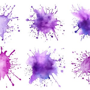 Watercolor Purple Splash Clipart, Png Bundle, Clip Art, Illustration ...