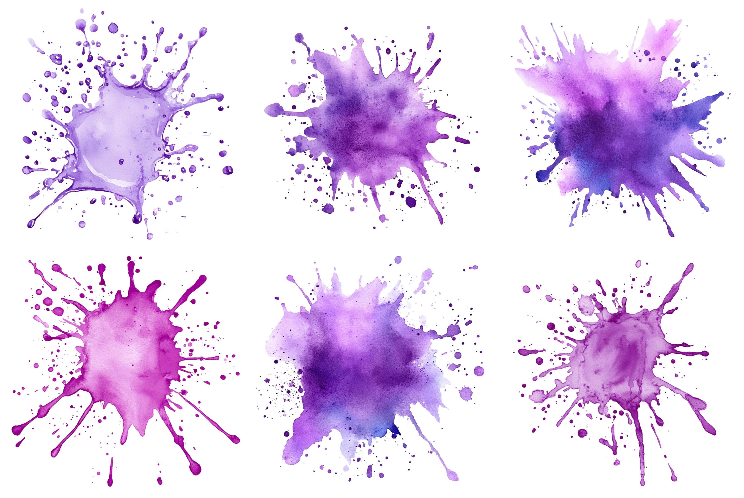 Watercolor Purple Splash Clipart, Png Bundle, Clip Art, Illustration ...