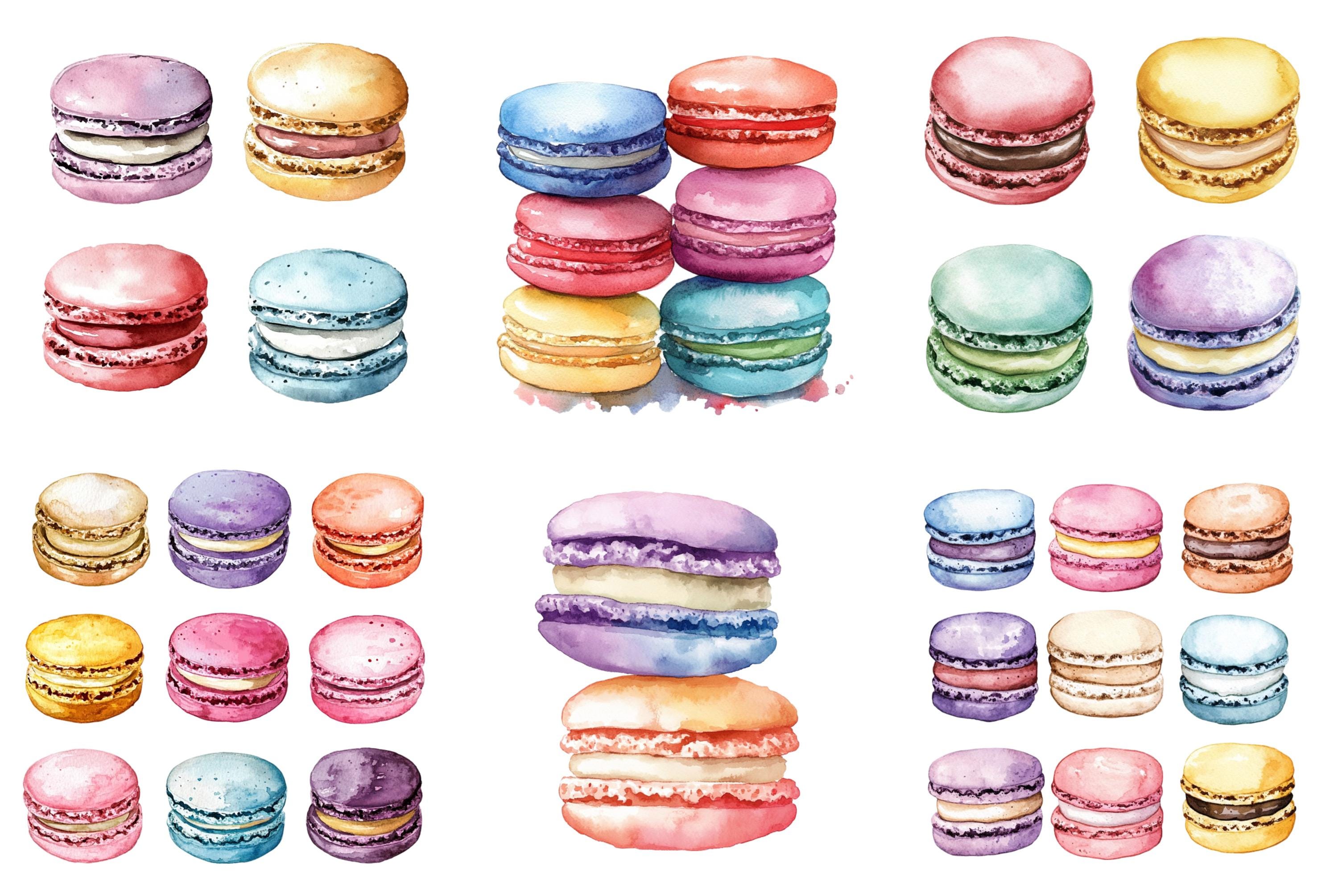 Watercolor Macaron Clipart, Png Bundle, Dessert Clip Art, French ...