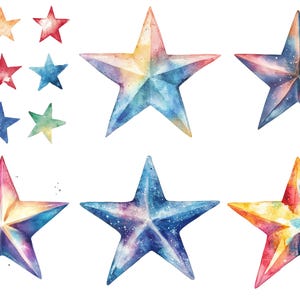 Watercolor Star Clipart, Png Bundle, Clip Art, Illustration, Design ...