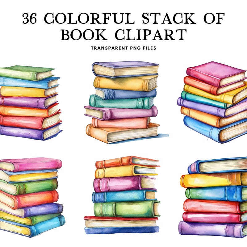 Colorful Book Stack - Etsy