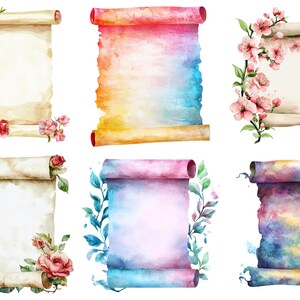 Watercolor Paper Scroll Clipart, Png Bundle, Vintage Clip Art, Antique ...