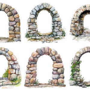 Watercolor Stone Arch Clipart, Png Bundle, Clip Art, Archway ...