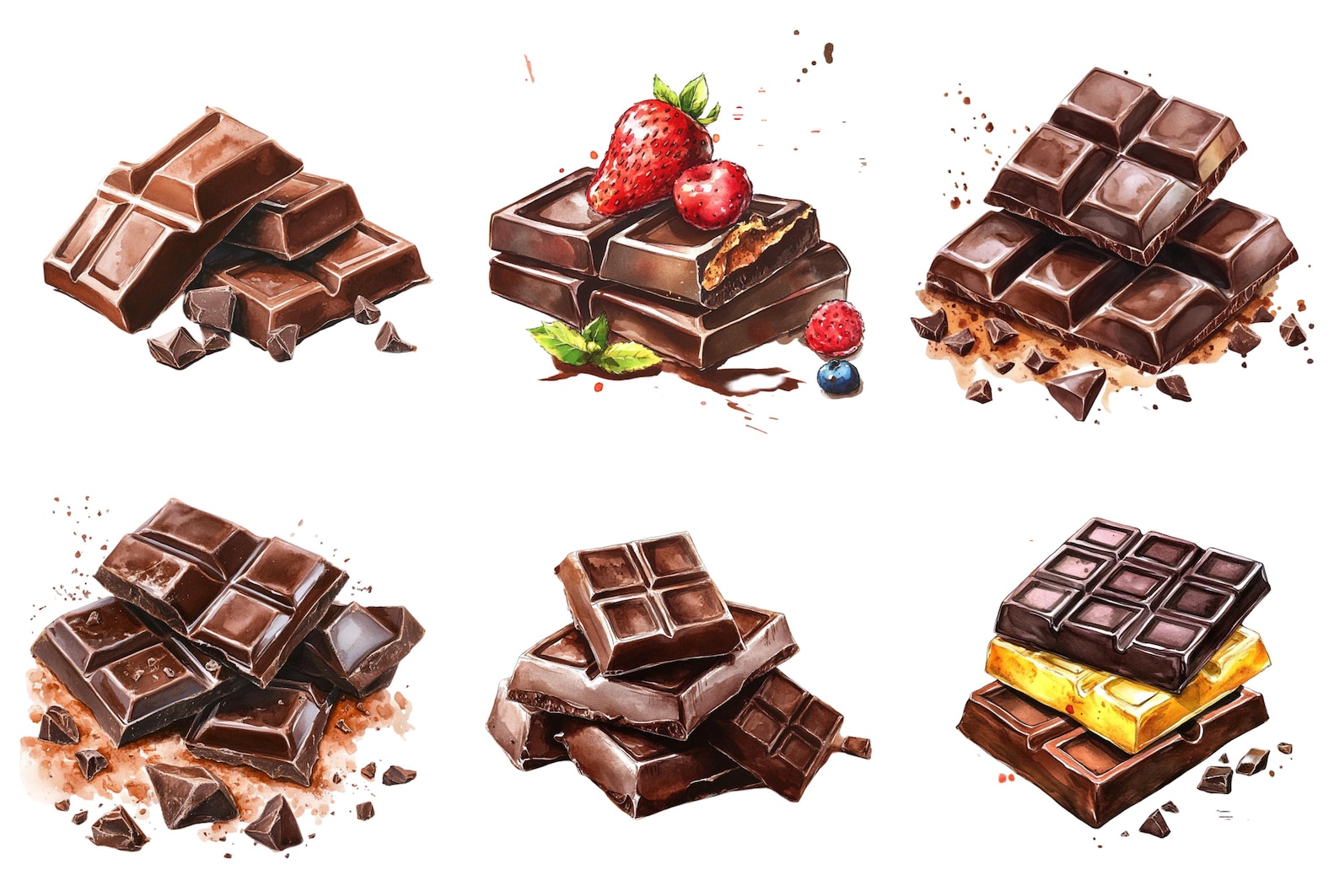 Watercolor Chocolate Clipart Bundle, Chocolate Png, Dessert Clip Art ...