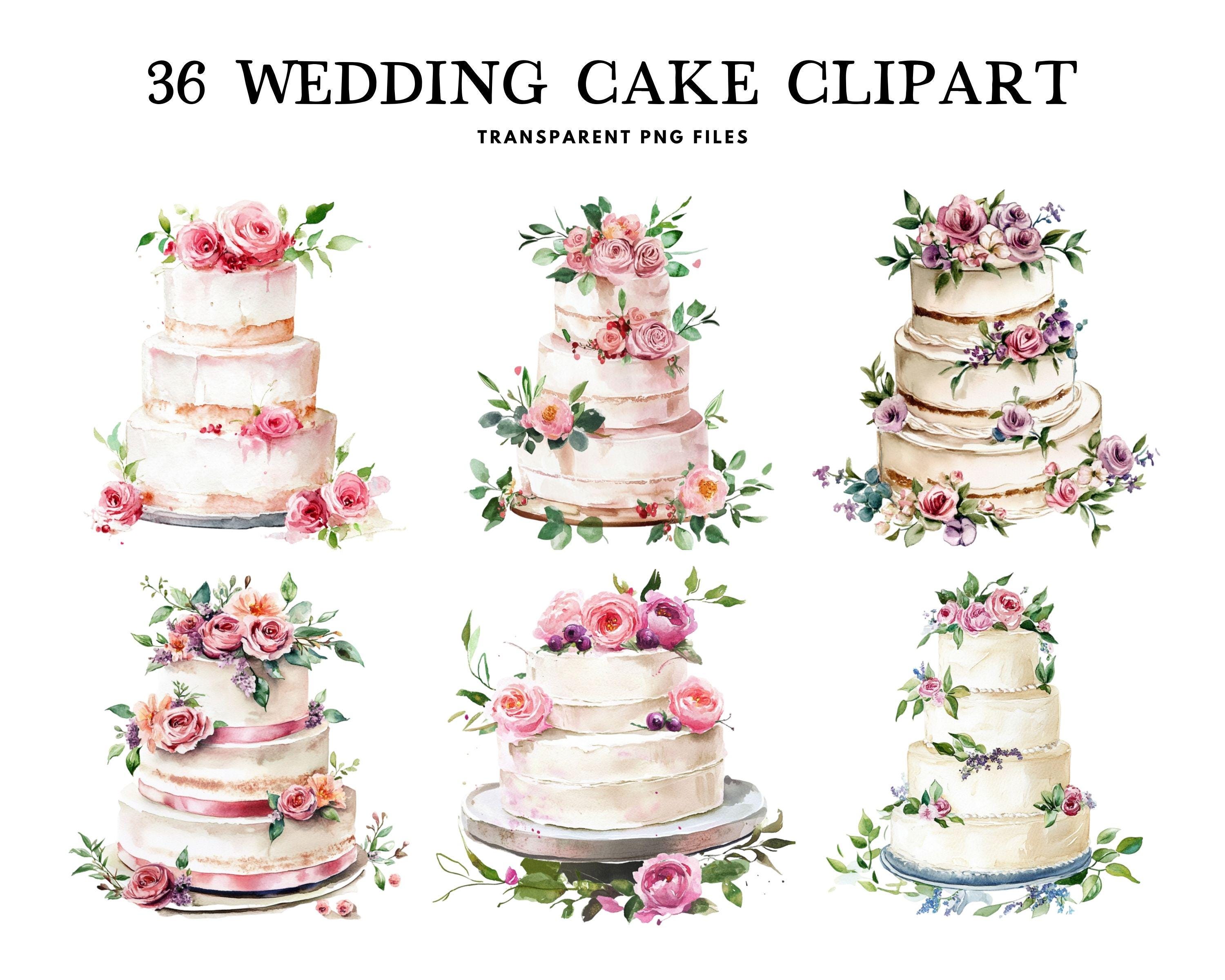 Watercolor Wedding Cake Clipart Bundle, Wedding Cake Png, Cake Clip Art ...