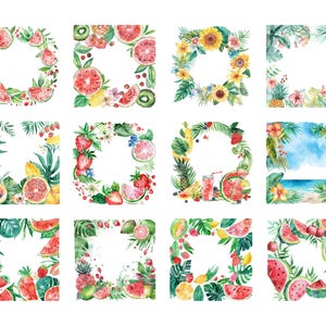 Watercolor Summer Frame Clipart, Summer Frame Png Design File, Beach ...