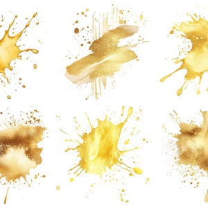 Watercolor Gold Splash Clipart, Png Bundle, Clip Art, Illustration, Ink ...