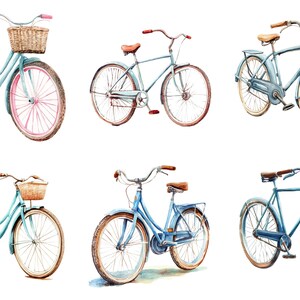 Watercolor Retro Bicycle Clipart, Png Bundle, Vintage Clip Art, Antique ...