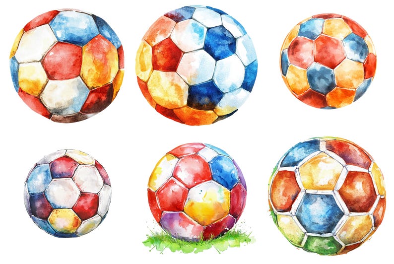Watercolor Soccer Ball Clipart, Png Bundle, Clip Art, Illustration ...