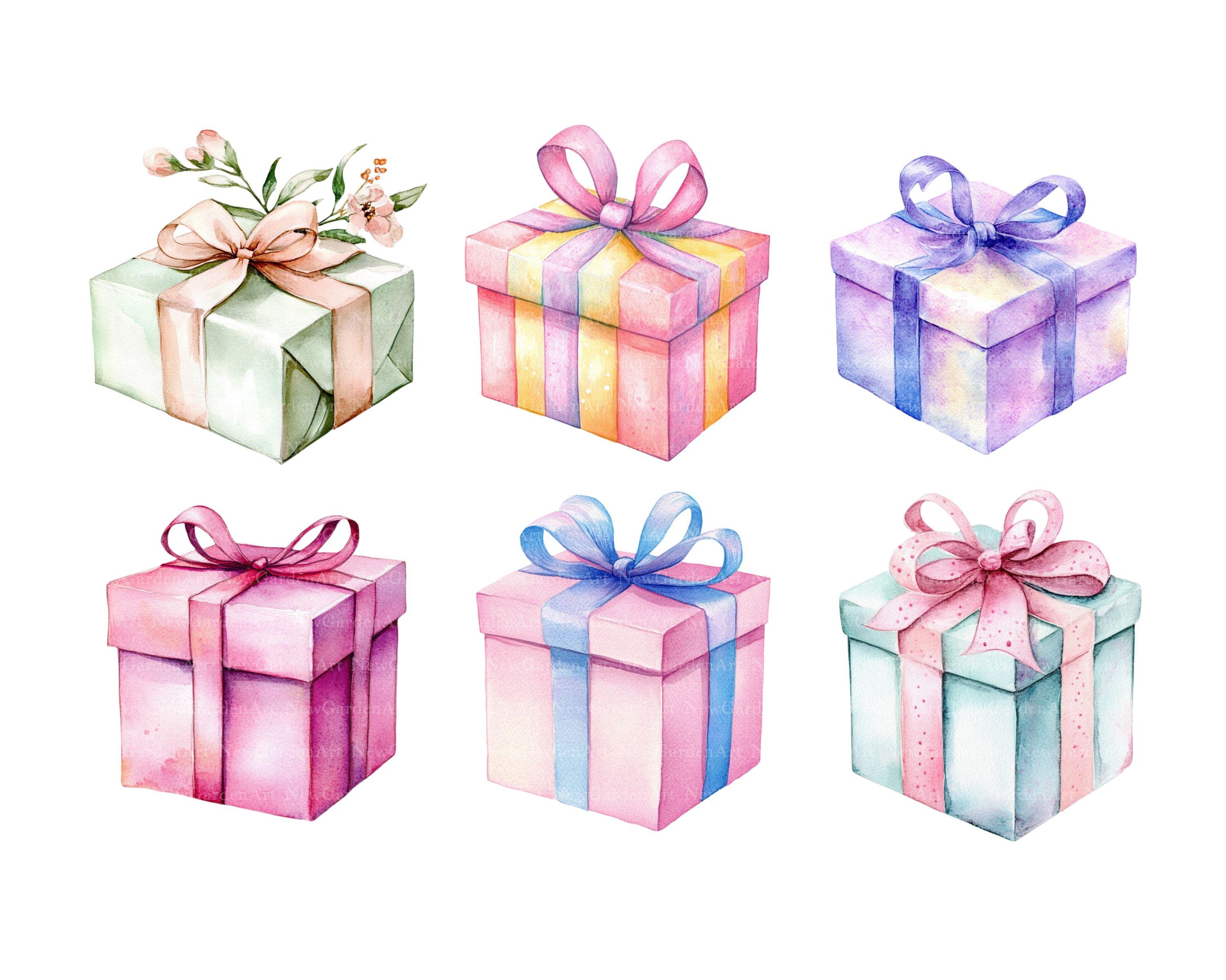 Watercolor Gift Box Clipart Bundle, Gift Box Png, Present Clip Art ...