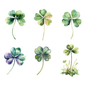 Watercolor Clover Clipart Bundle, Clover Png, Shamrock Clip Art, Four ...