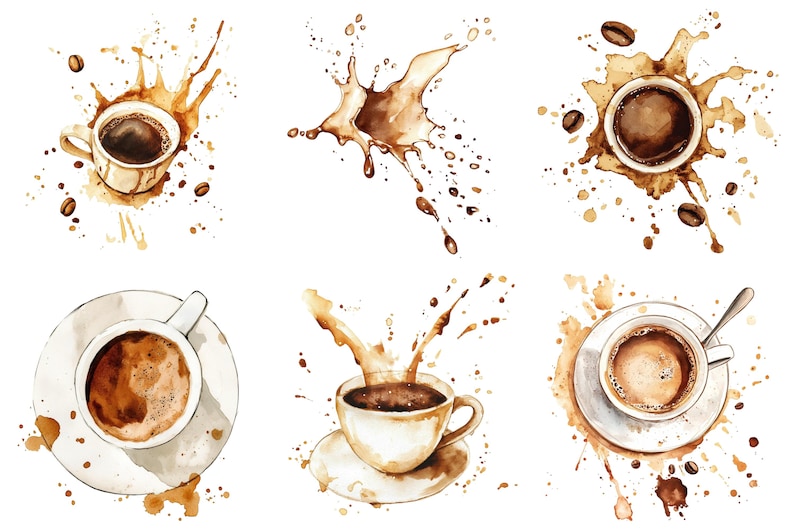 Watercolor Coffee Stain Clipart Bundle, Coffee Stain Png, Coffee ...