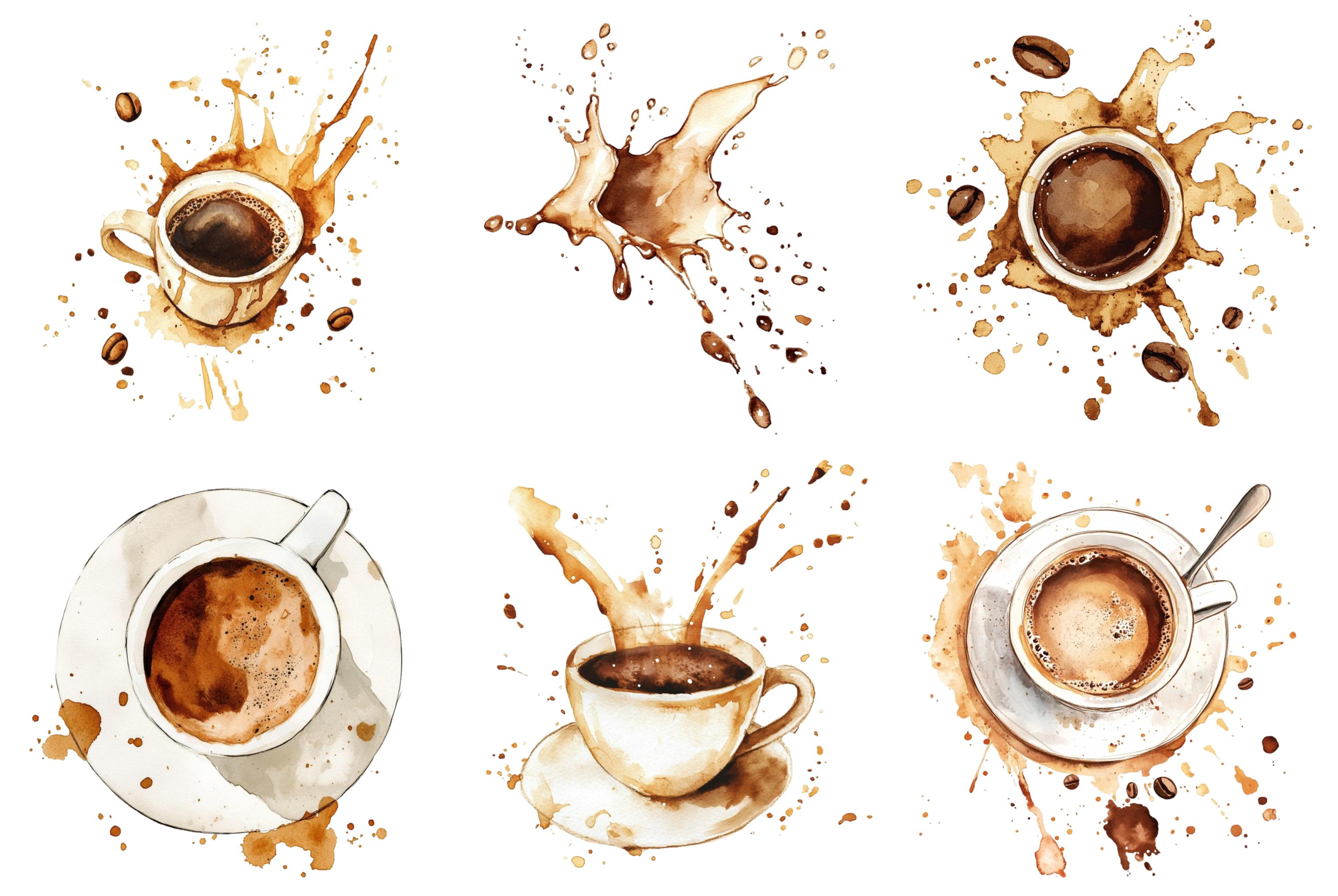 Watercolor Coffee Stain Clipart Bundle, Coffee Stain Png, Coffee ...