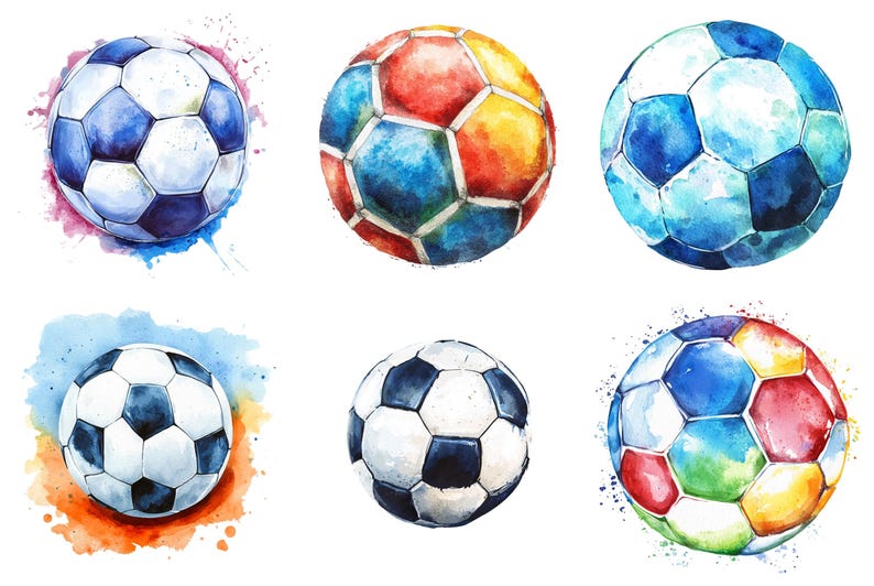 Watercolor Soccer Ball Clipart, Png Bundle, Clip Art, Illustration ...