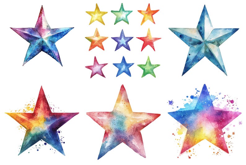 Watercolor Star Clipart, Png Bundle, Clip Art, Illustration, Design ...