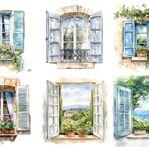 Watercolor French Style Window Clipart, Png Bundle, Clip Art ...