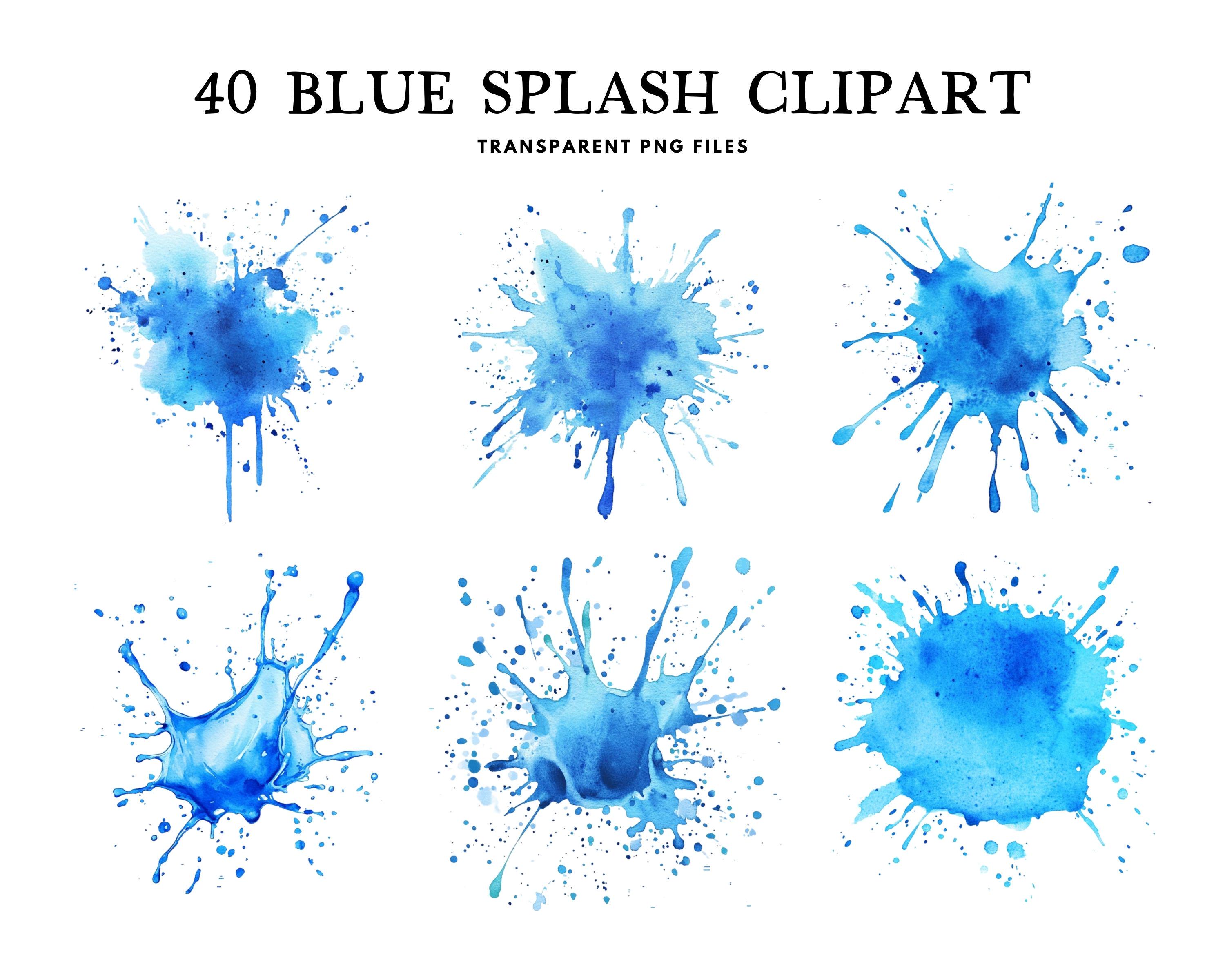 Watercolor Blue Splash Clipart, Blue Splash Png Bundle, Blue Clip Art ...