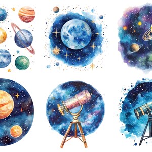Watercolor Astronomy Clipart, Astronomy Png Bundle, Space Clip Art ...
