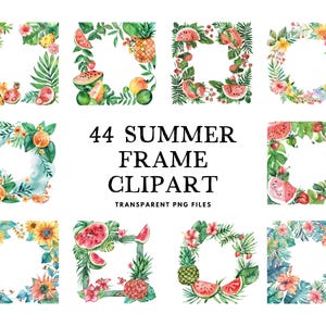Watercolor Summer Frame Clipart, Summer Frame Png Design File, Beach ...