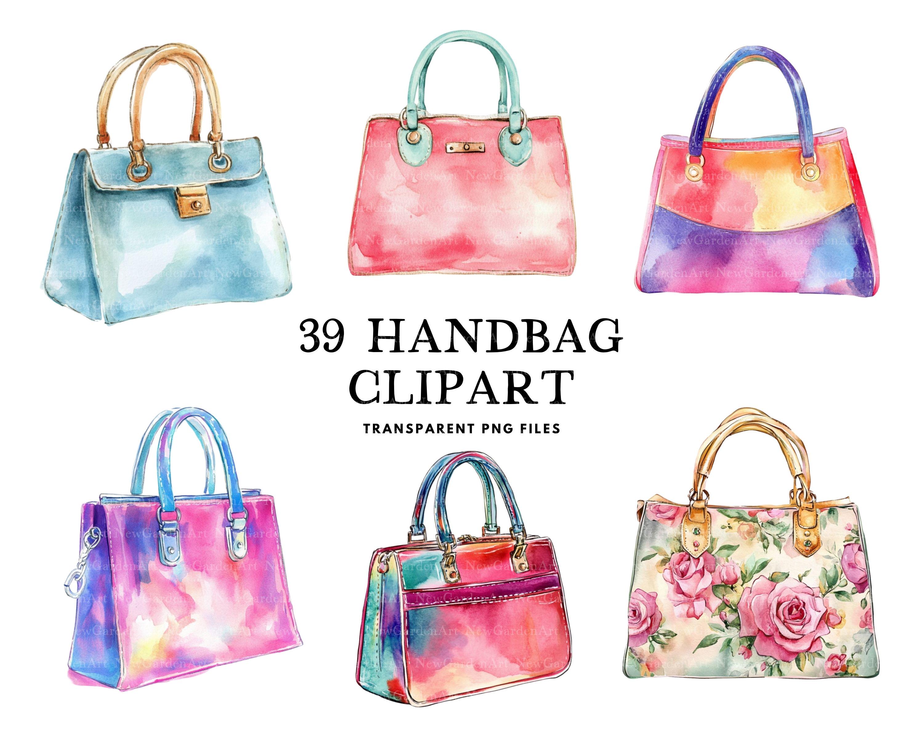 Watercolor Handbag Clipart Bundle, Handbag Png, Purse Clip Art, High ...